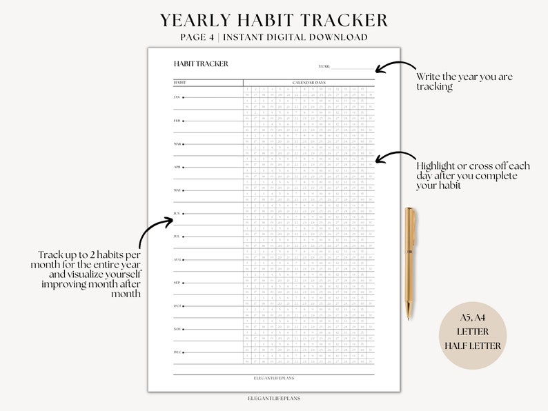 Habit Tracker Printable Planner ADHD Planner Habit - Etsy