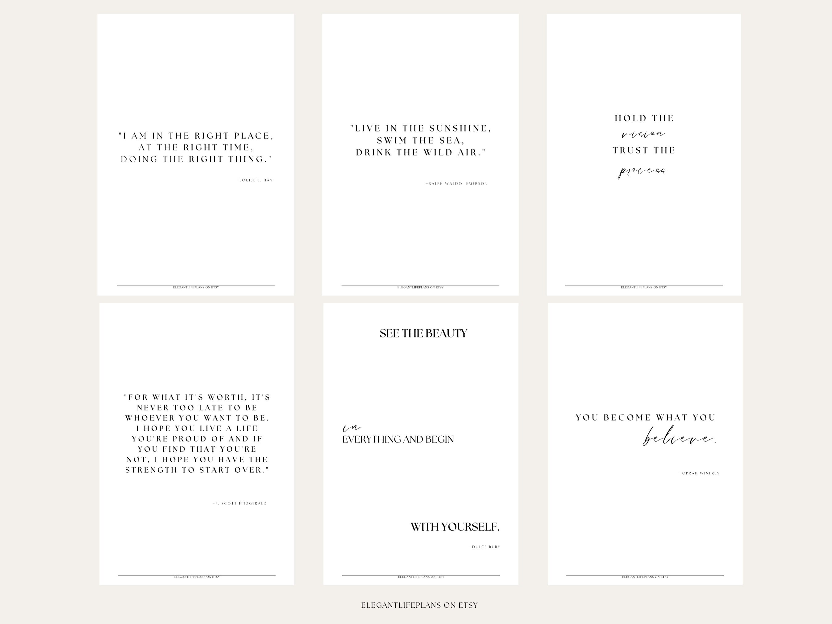 Printable Inspirational Life Quotes Planner Dashboard Insert, Dashboard ...