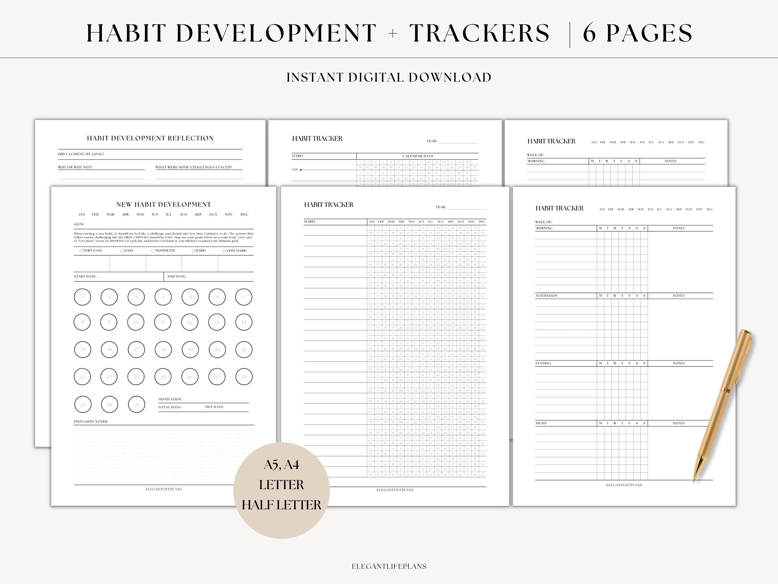Habit Tracker Printable Planner, ADHD Planner, Habit Development, Goal ...