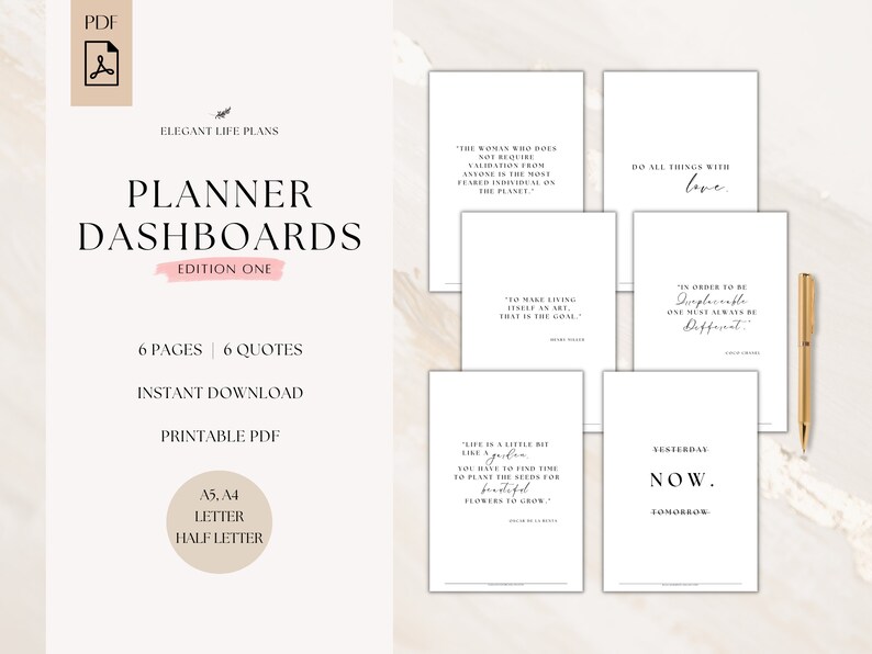 Printable Motivational Quotes Planner Dashboards for - Etsy