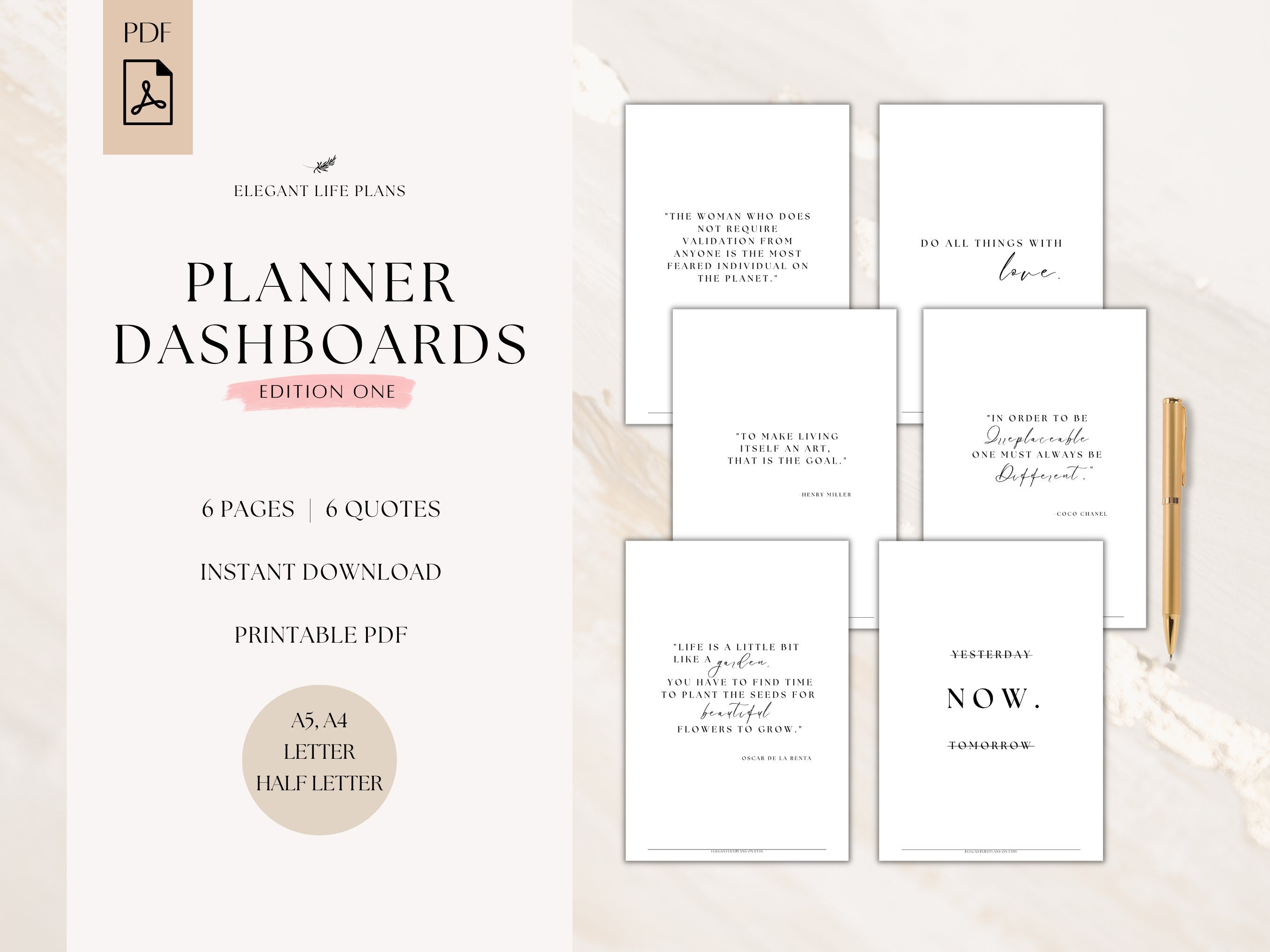 Printable Motivational Quotes Planner Dashboards for - Etsy UK