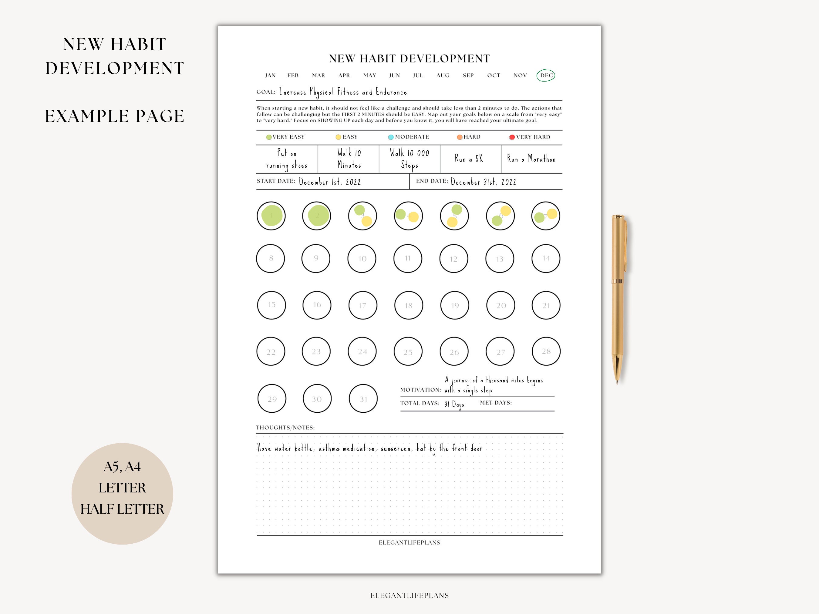 Habit Tracker Printable Planner, ADHD Planner, Habit Development, Goal ...