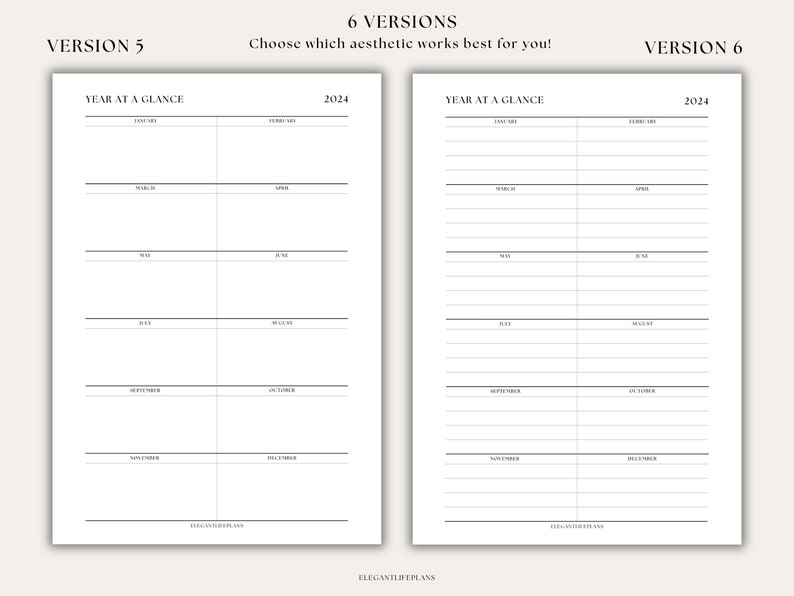 2024 Year at a Glance Printable Planner Template, Annual Overview on ...