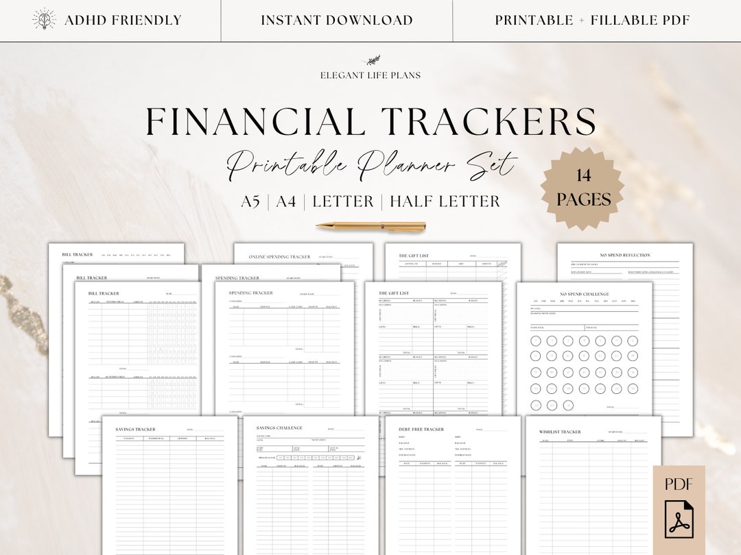 Finance Planner Printable Planner Set, Bill Tracker, Spending Tracker ...