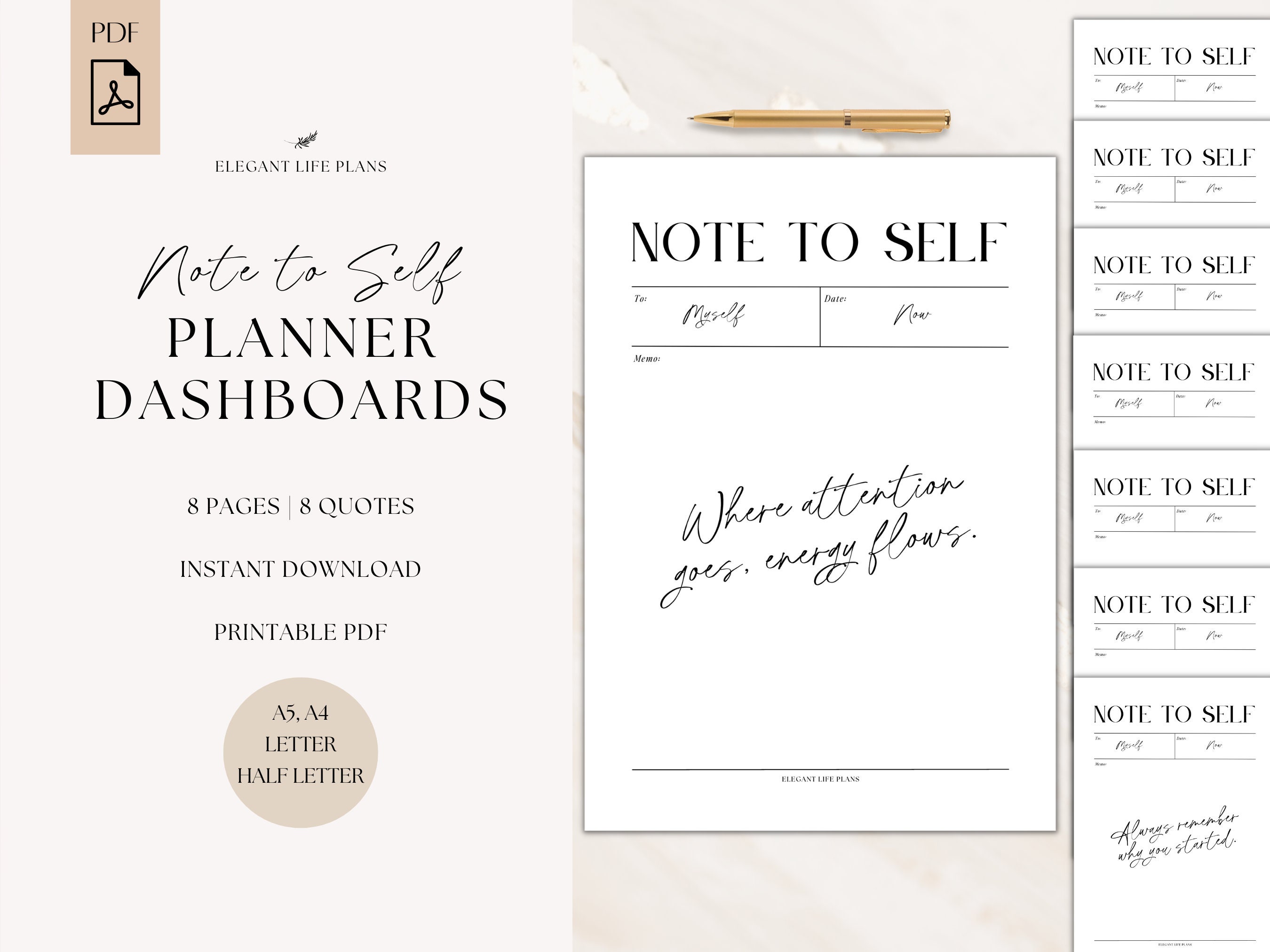 Printable Motivational Quotes Planner Dashboards for Work/personal Life ...