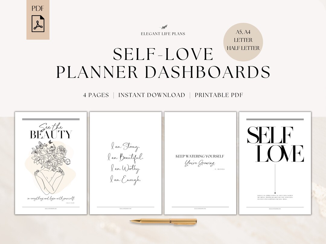Self Love Planner Dashboards Printable, Self Care Planner Dividers for ...