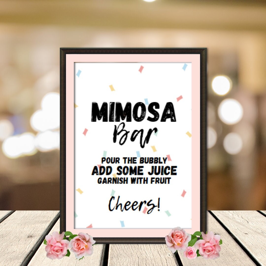 Printable Mimosa Bar Sign Confetti Mimosa Bar Sign Digital Etsy