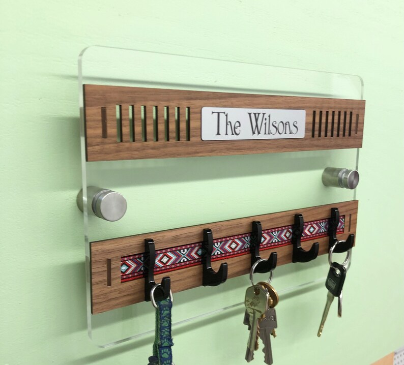 Custom Family Name Key Holder. Wall Mounted Acrylic and Wood Key Holder ...