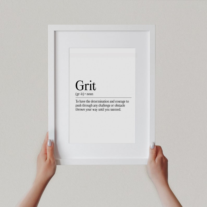Grit, Inspirational Wall Art, Office Decor, Inspirational Quote ...