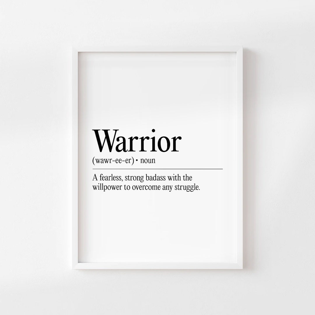 Warrior, Inspirational Wall Art, Office Decor, Inspiration Quote ...