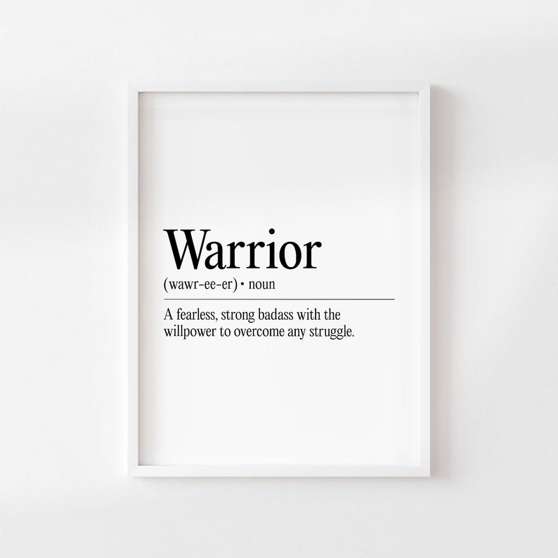 Warrior, Inspirational Wall Art, Office Decor, Inspiration Quote ...