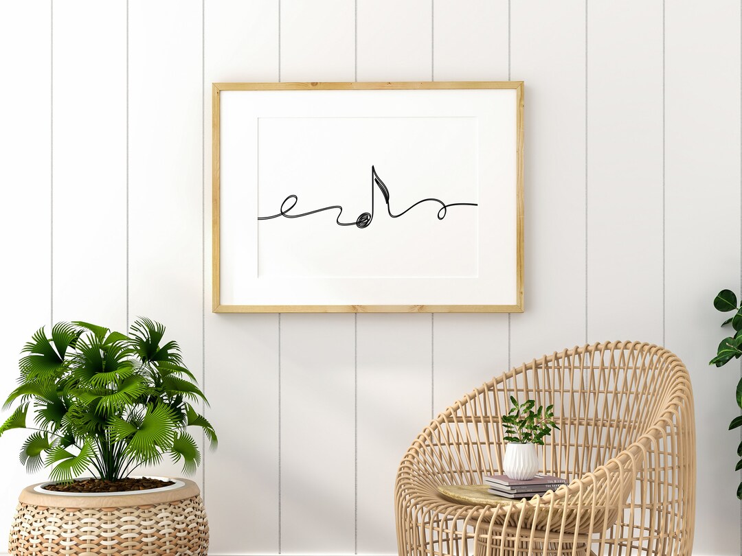 Musical Wall Line Art, Gallery Wall Prints, Treble Clef Musical Note ...