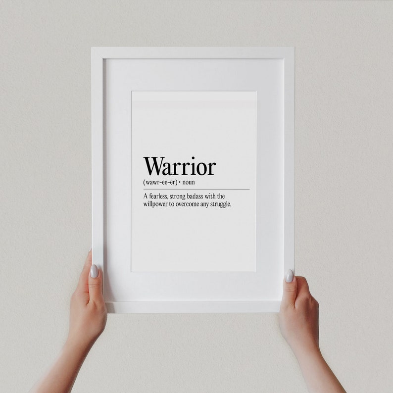 Warrior, Inspirational Wall Art, Office Decor, Inspiration Quote ...