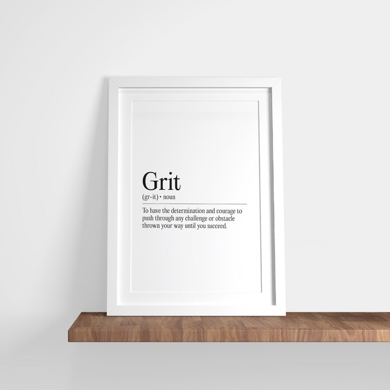 Grit, Inspirational Wall Art, Office Decor, Inspirational Quote ...