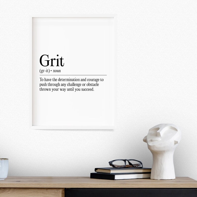 Grit, Inspirational Wall Art, Office Decor, Inspirational Quote ...