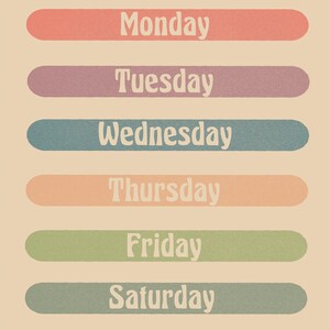 Days of the Week Wall Art, Educational Print, Classroom Decor, Learning ...
