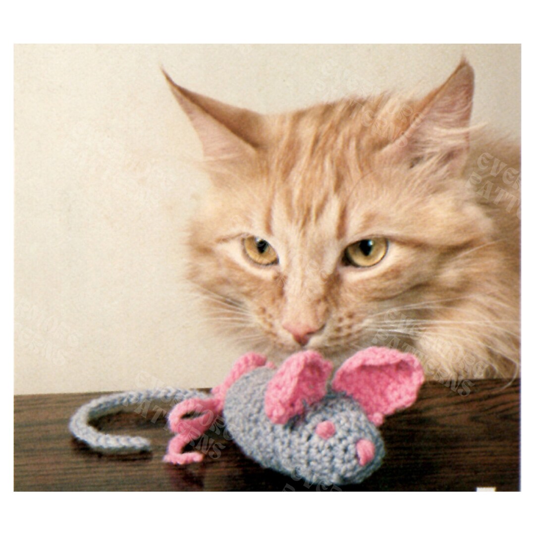 Vintage Cat Toy Crochet Pattern | Crochet Cat Toy Mouse Pattern | Kitty ...
