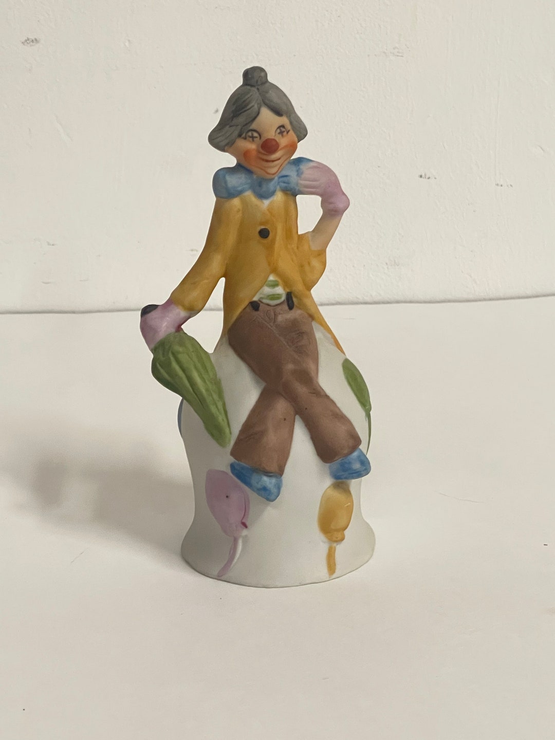 Vintage Porcelain Clown Bell - Etsy