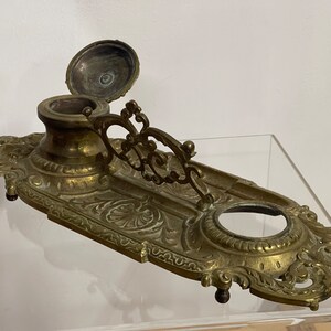 Victorian Gilt Bronze Double Inkwell Desk Set - Etsy