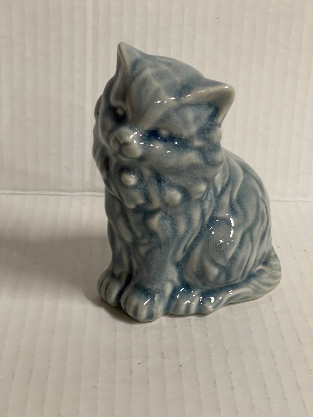 Vintage 1970s Ceramic Blue Cat Figurine - Etsy
