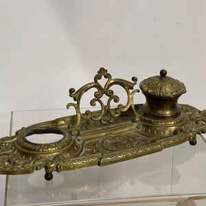 Victorian Gilt Bronze Double Inkwell Desk Set - Etsy