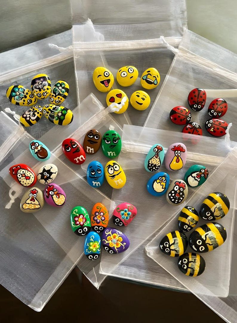 Hand-painted Tiny Kindness Rocks: Inspirational Art Stones - Etsy