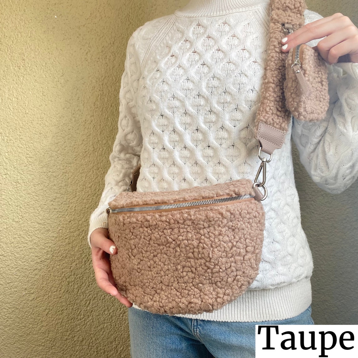 Große Teddy Fell Plüsch Bauchtasche Frauen Grau Beige - Etsy.de