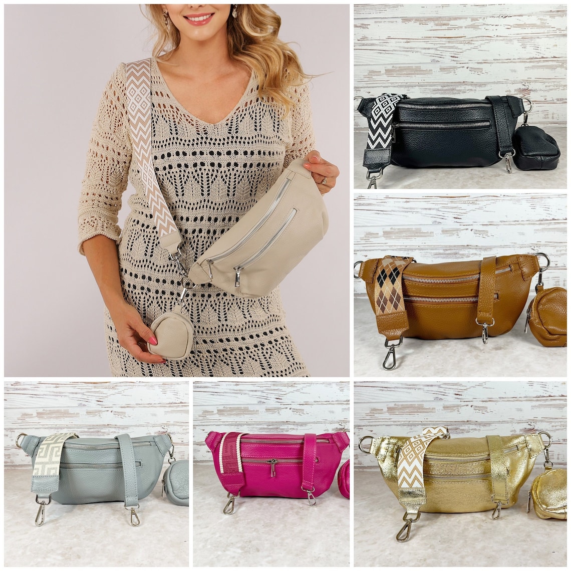 Bauchtasche mit breitem Gurt Damen Umhängetasche Echt Leder - Etsy.de