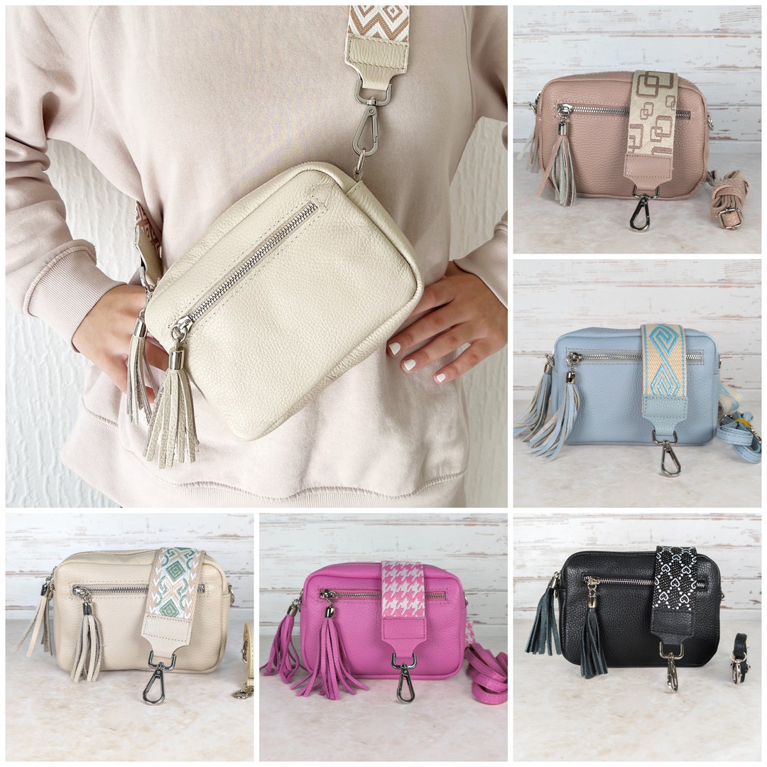 Small Shoulder Bag Ladies Silver Zipper, Fanny Pack Leather 2 Wide ...
