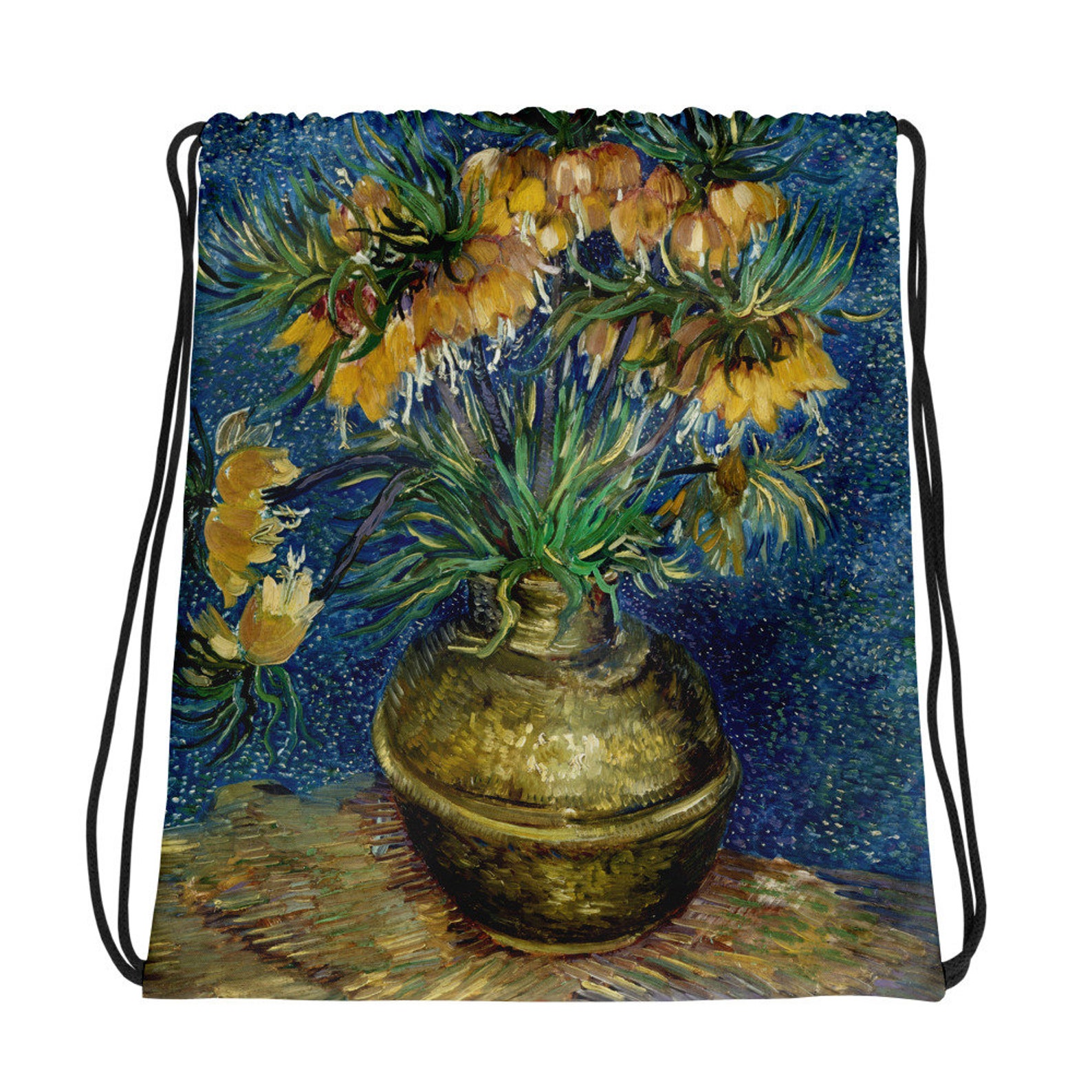 Van Gogh Imperial Fritillaries in a Copper Vase Drawstring Bag- Vintage ...