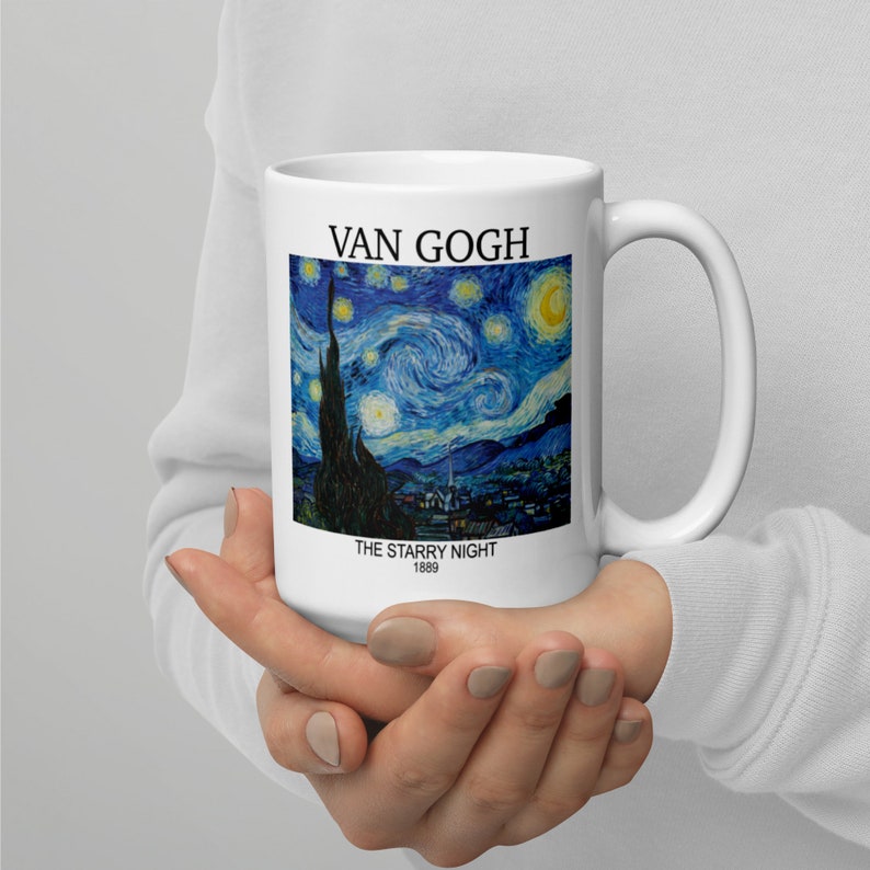 Van Gogh Starry Night Mug | White Glossy Mug 11oz, 15oz|artsy Mug ...