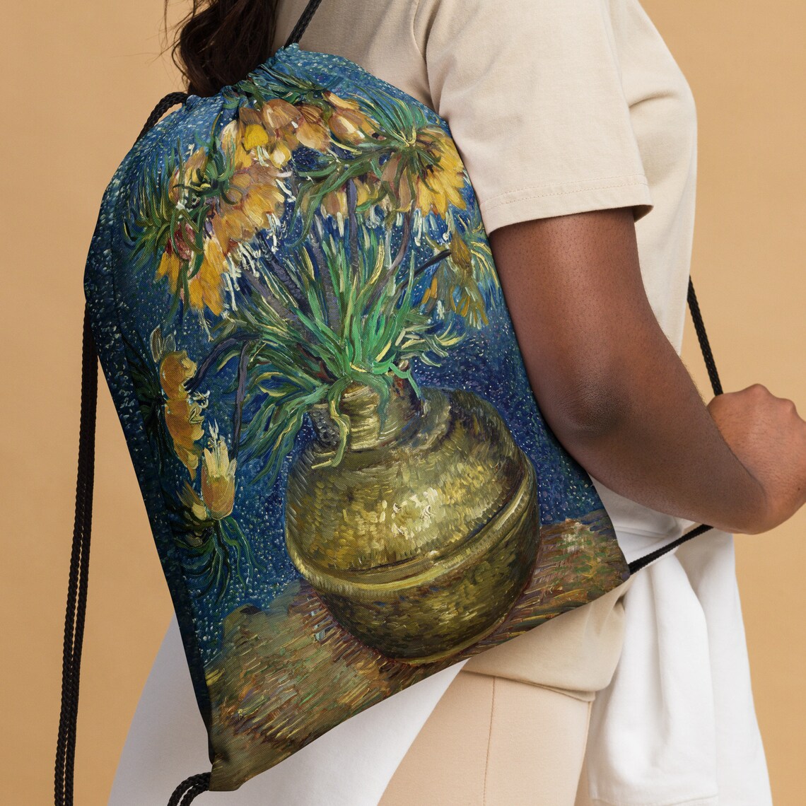 Van Gogh Imperial Fritillaries in a Copper Vase Drawstring Bag- Vintage ...