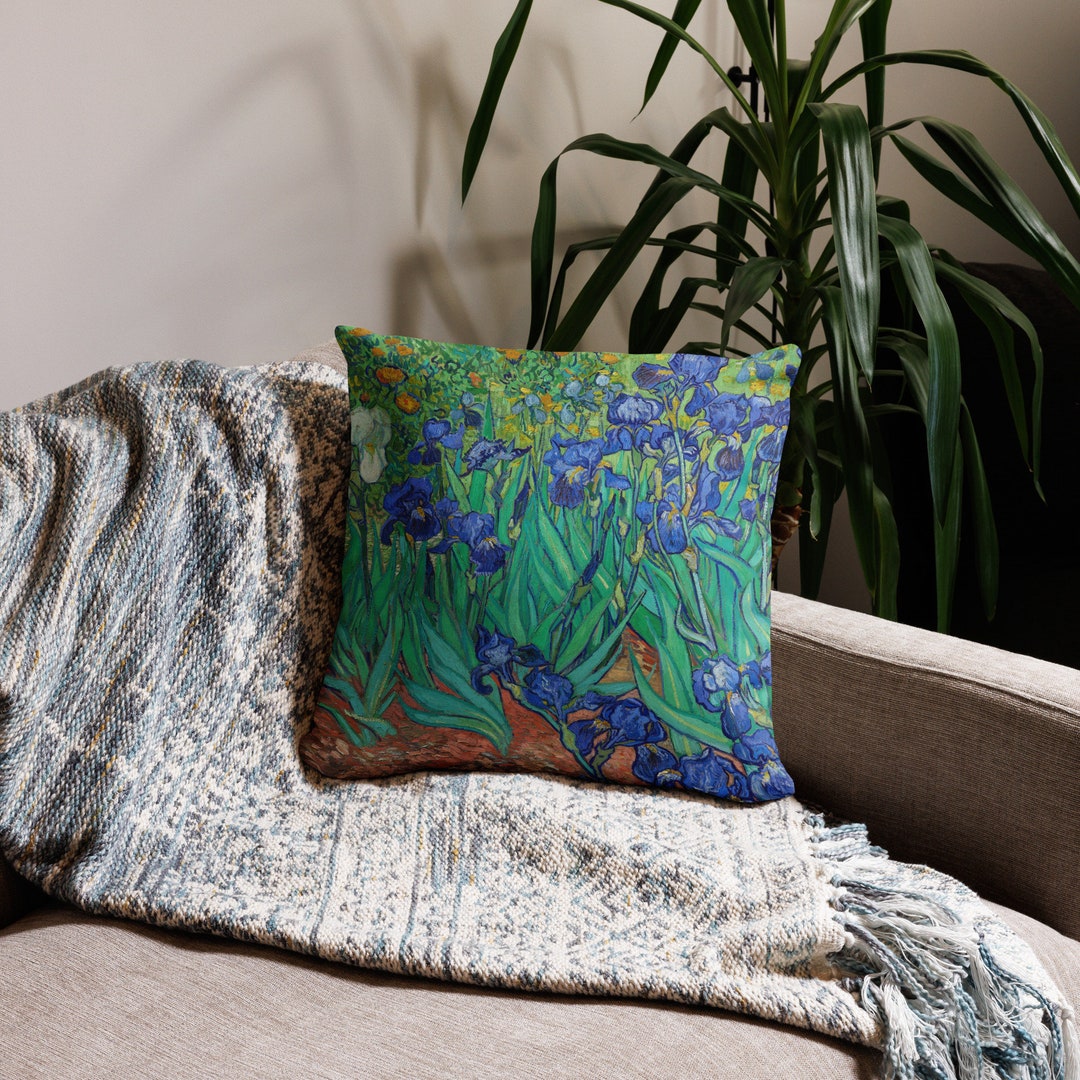 Van Gogh Irises Pillows - Vintage Art Pillow, Artsy Aesthetic Decor ...