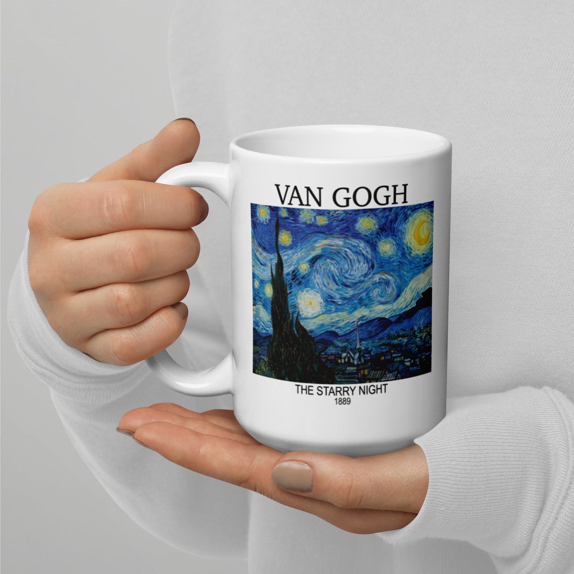 Van Gogh Starry Night Mug | White Glossy Mug 11oz, 15oz|artsy Mug ...