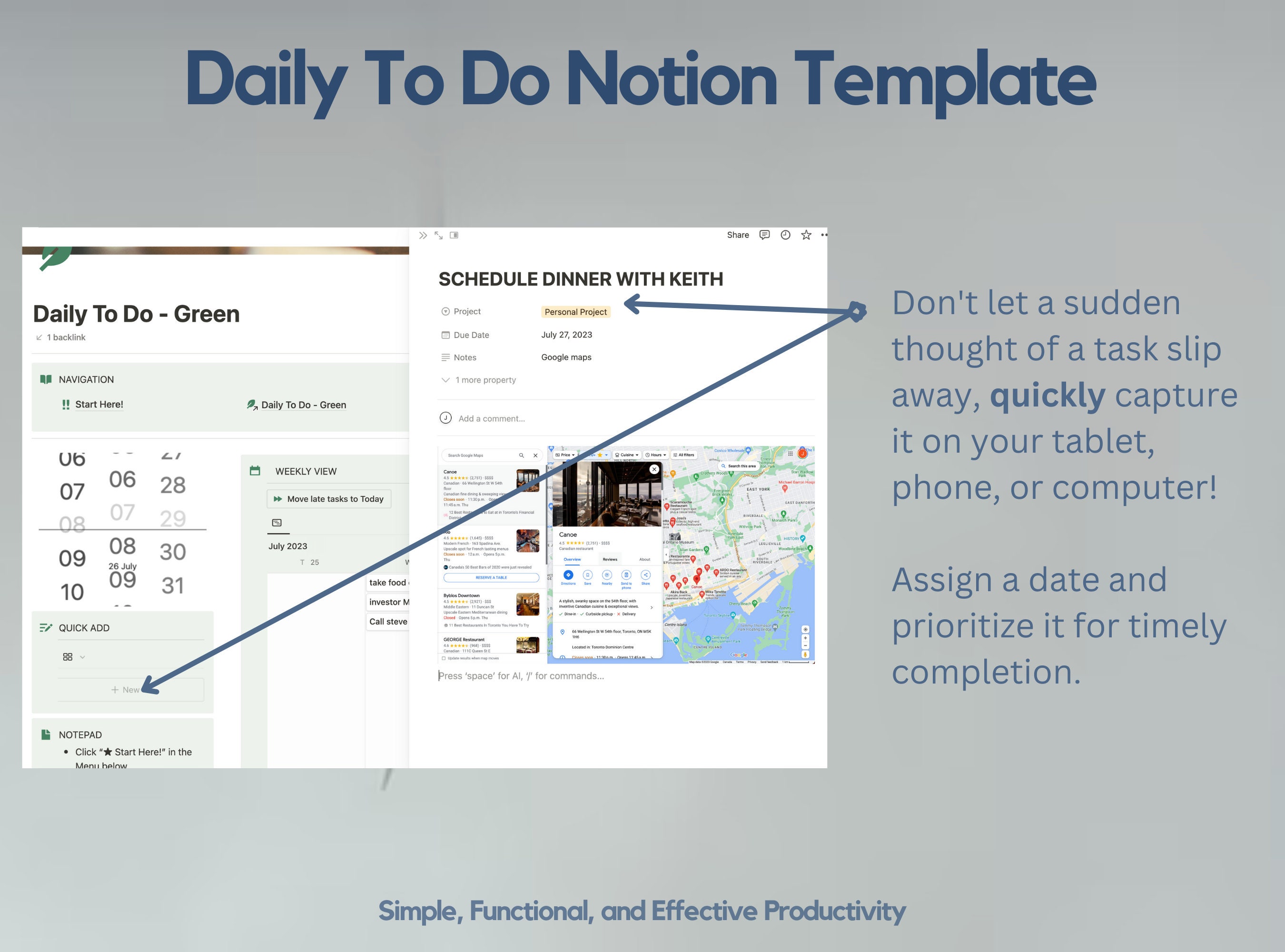 Notion Daily to Do List, Digital Task List, Notion Dashboard, Notion ...