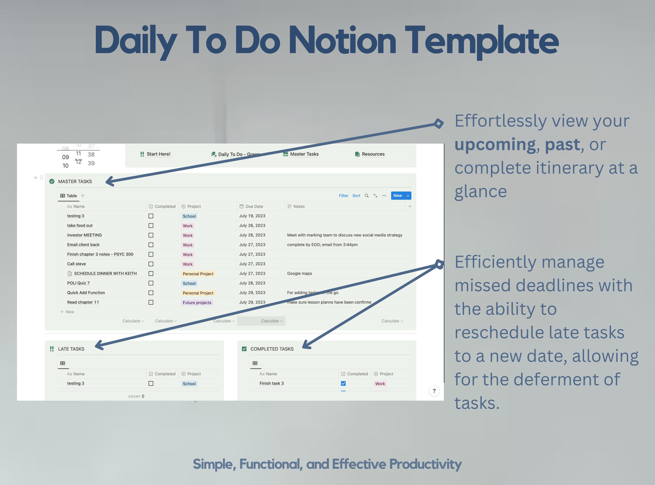 Notion Daily to Do List, Digital Task List, Notion Dashboard, Notion ...