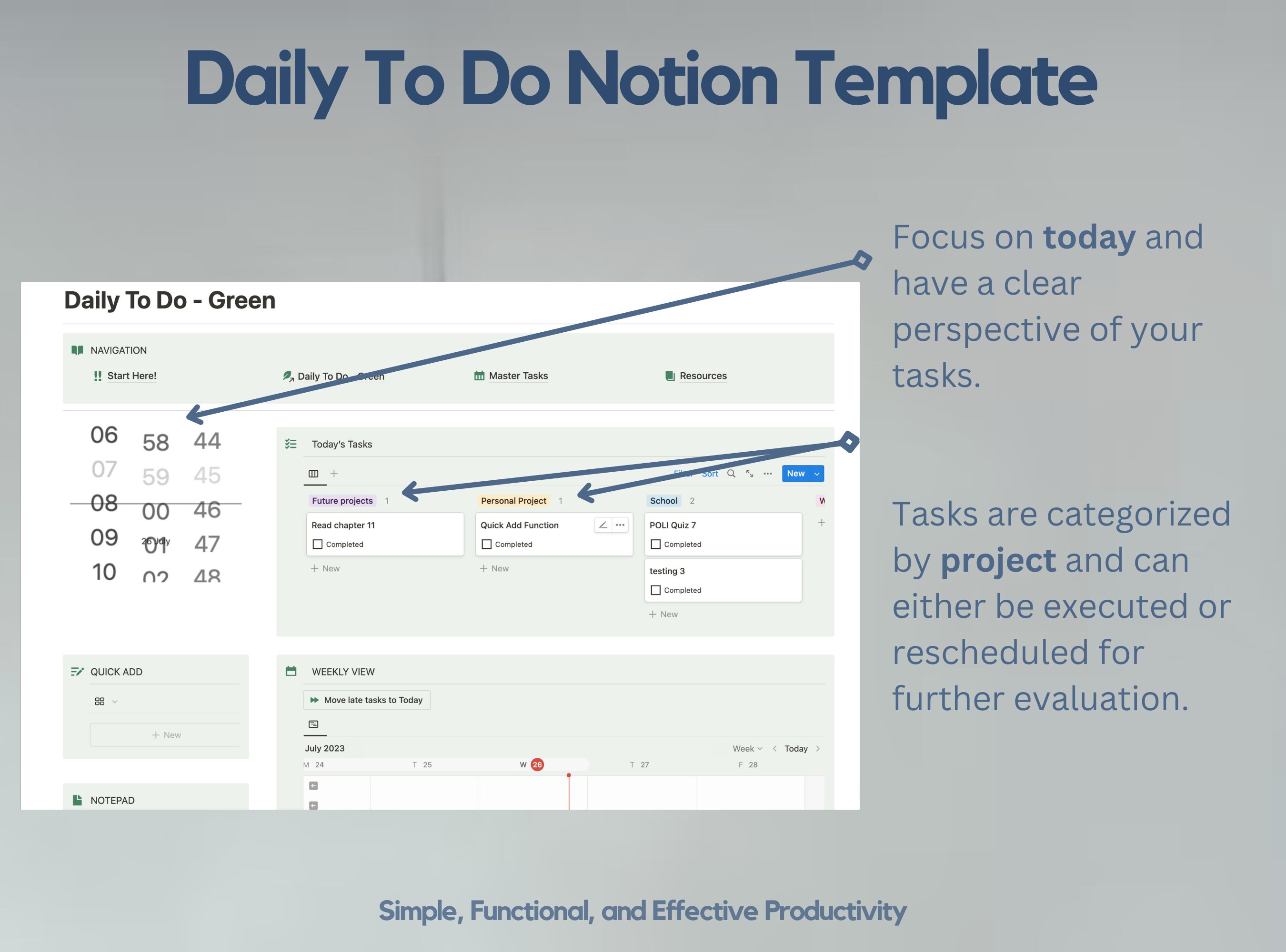 Notion Daily to Do List, Digital Task List, Notion Dashboard, Notion ...