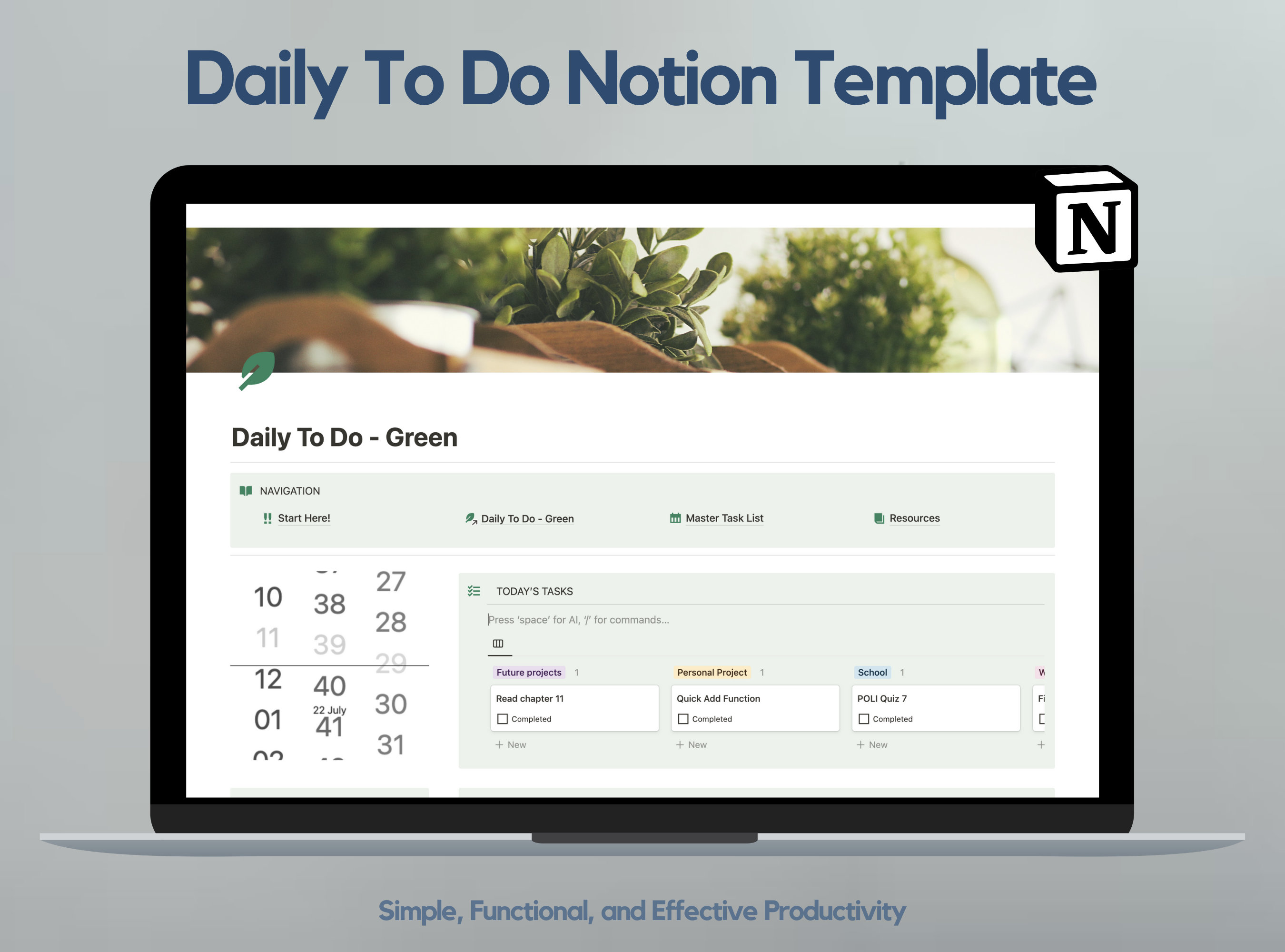 Notion Daily to Do List, Digital Task List, Notion Dashboard, Notion ...
