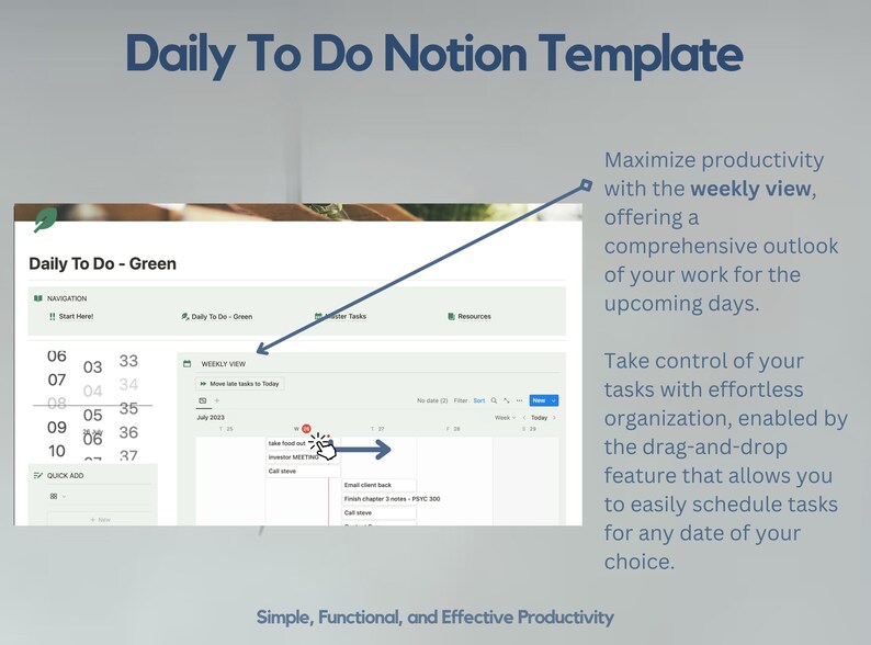Notion Daily to Do List, Digital Task List, Notion Dashboard, Notion ...
