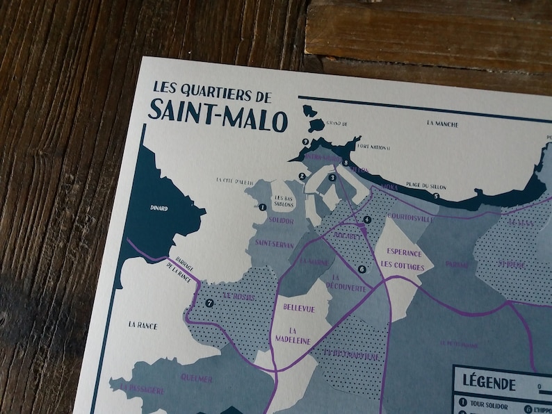 Poster Map of the Neighborhoods of St Malo - Etsy