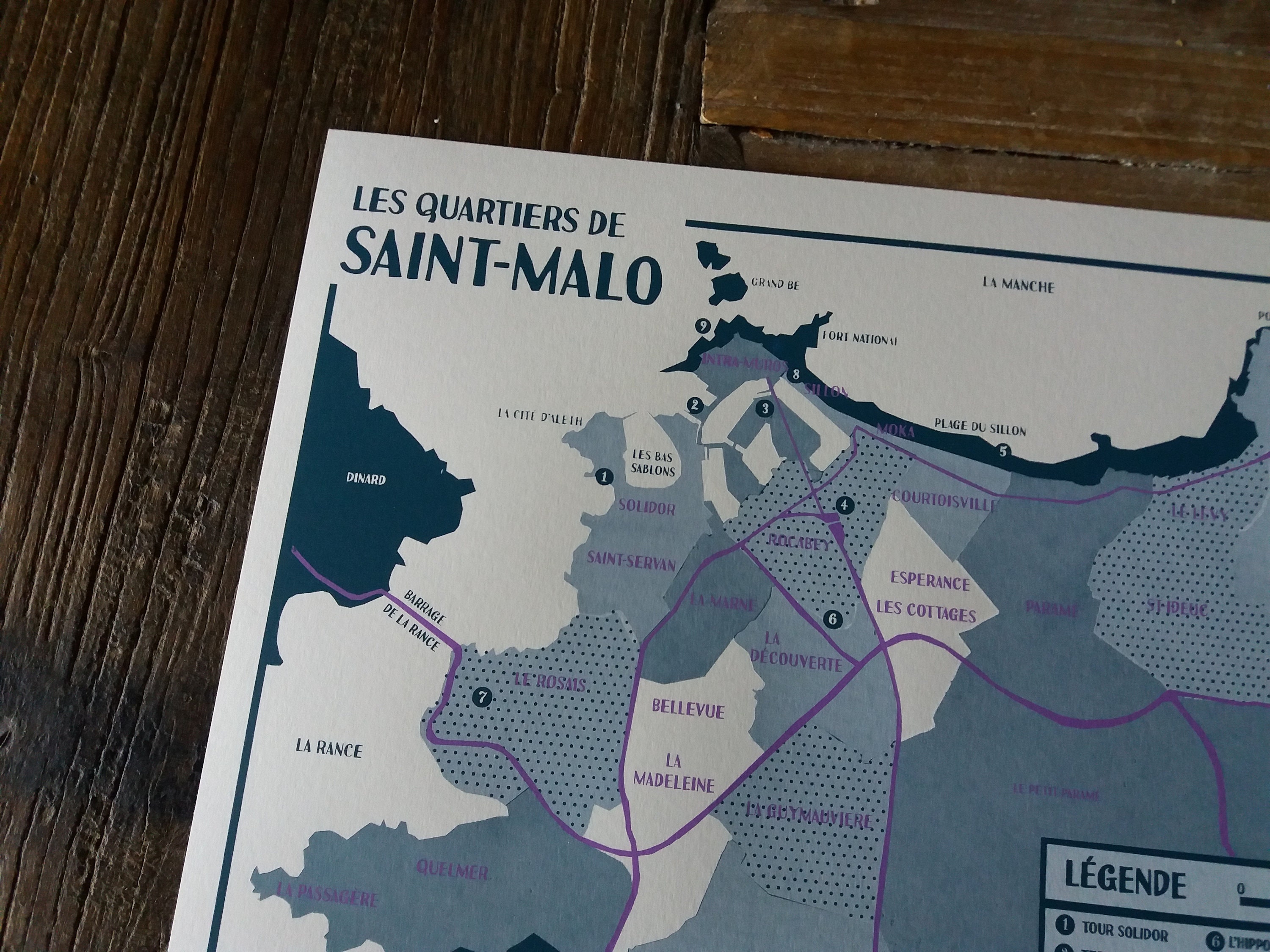 Poster Map of the Neighborhoods of St Malo - Etsy UK