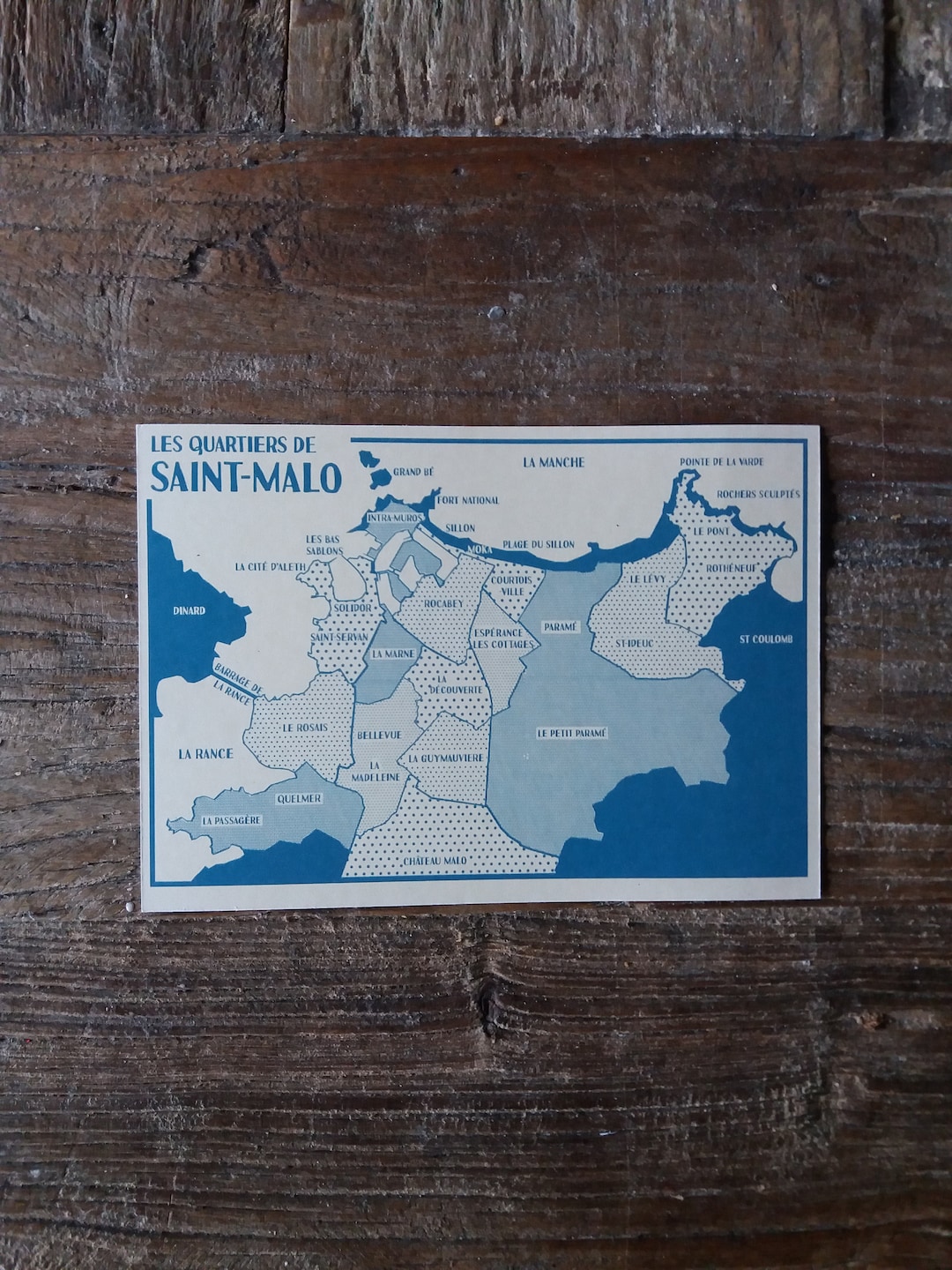 Map of the Neighborhoods of St Malo Postcard - Etsy