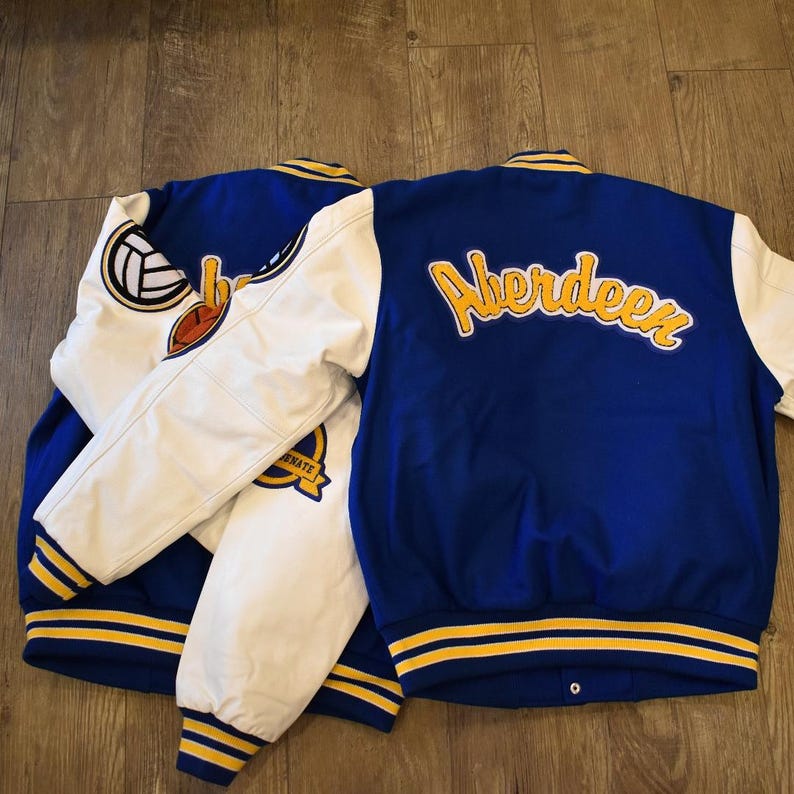 Custom Varsity Jacket: Leather Sleeves, Embroidered Patches - Etsy