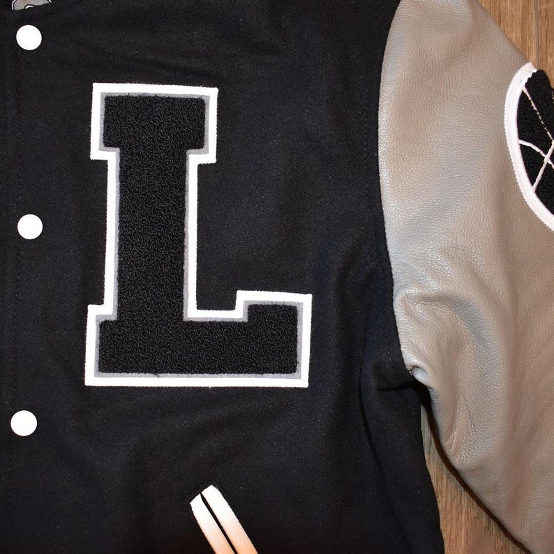 Custom Varsity Jacket: Leather Sleeves, Embroidered Patches - Etsy