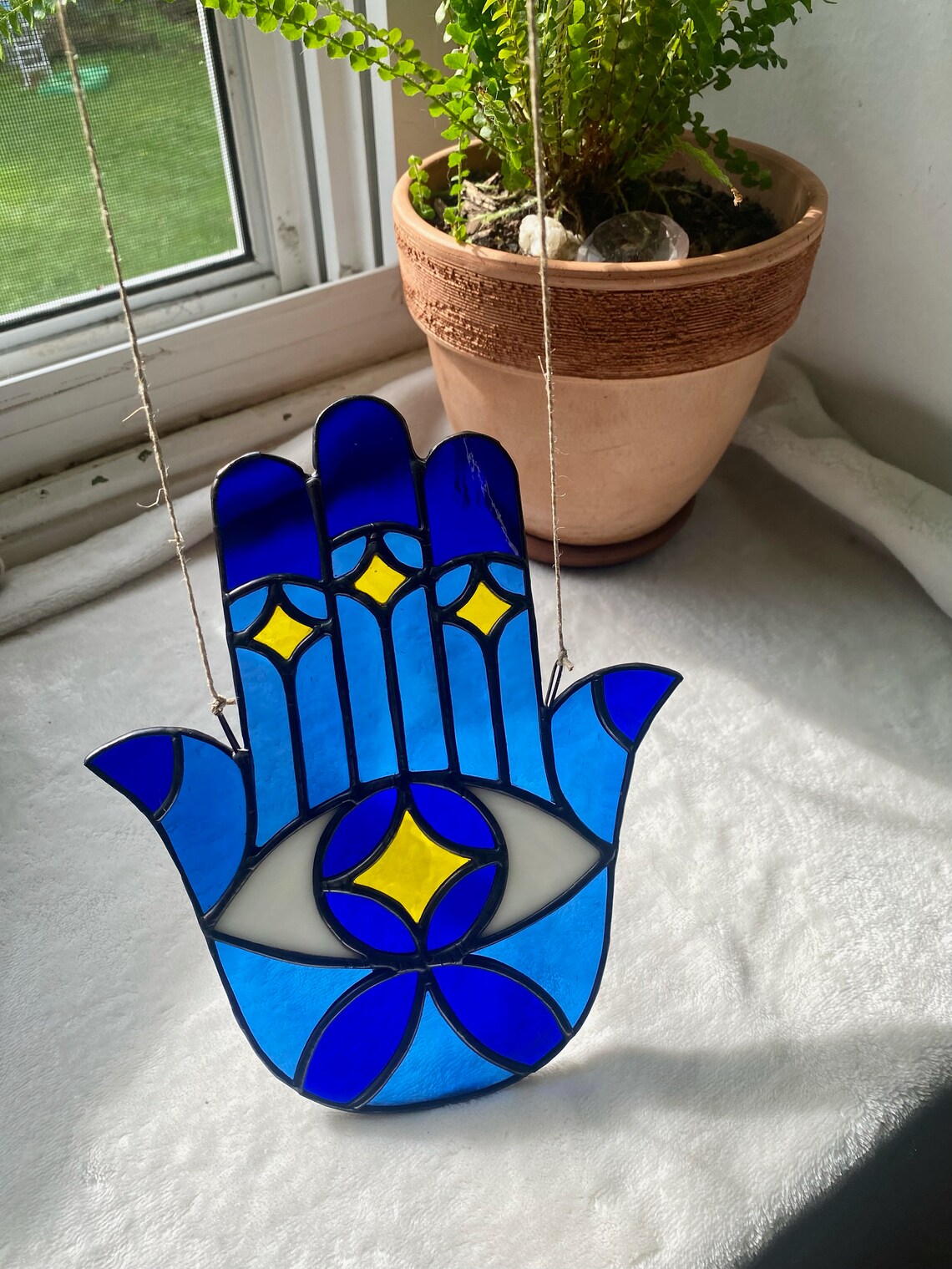 Starry Hamsa Hand Stained Glass Pattern, Digital File, PDF and JPG ...