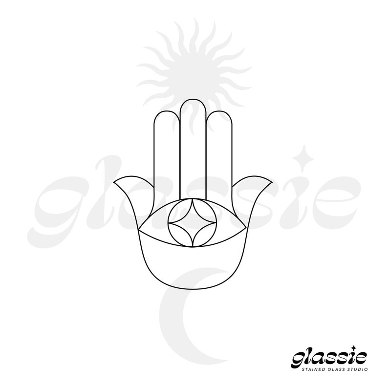 Simple Hamsa Hand Stained Glass Pattern, Digital File, PDF and JPG ...