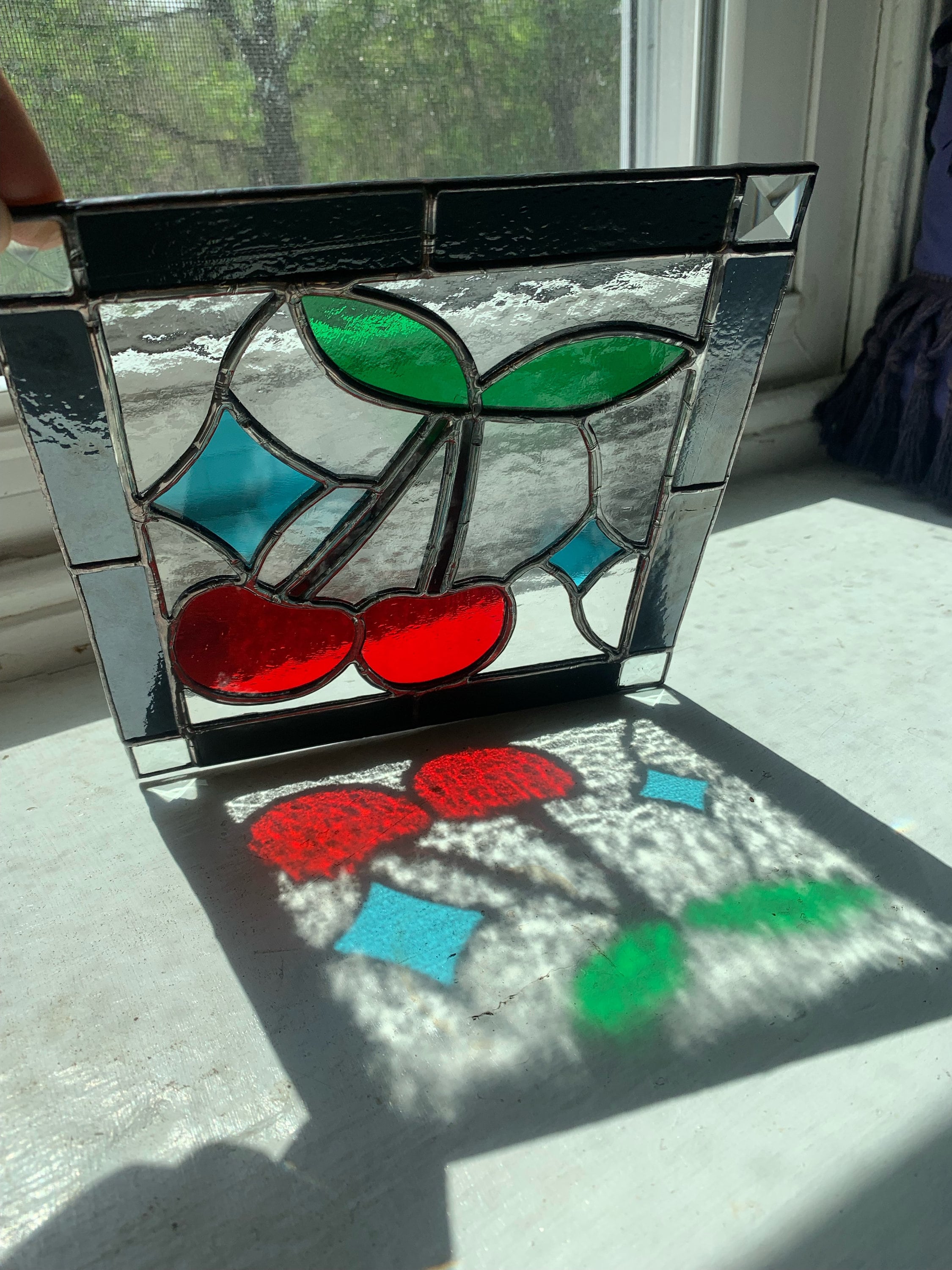 Cherries and Stars Stained Glass Pattern (digital Download) - Etsy