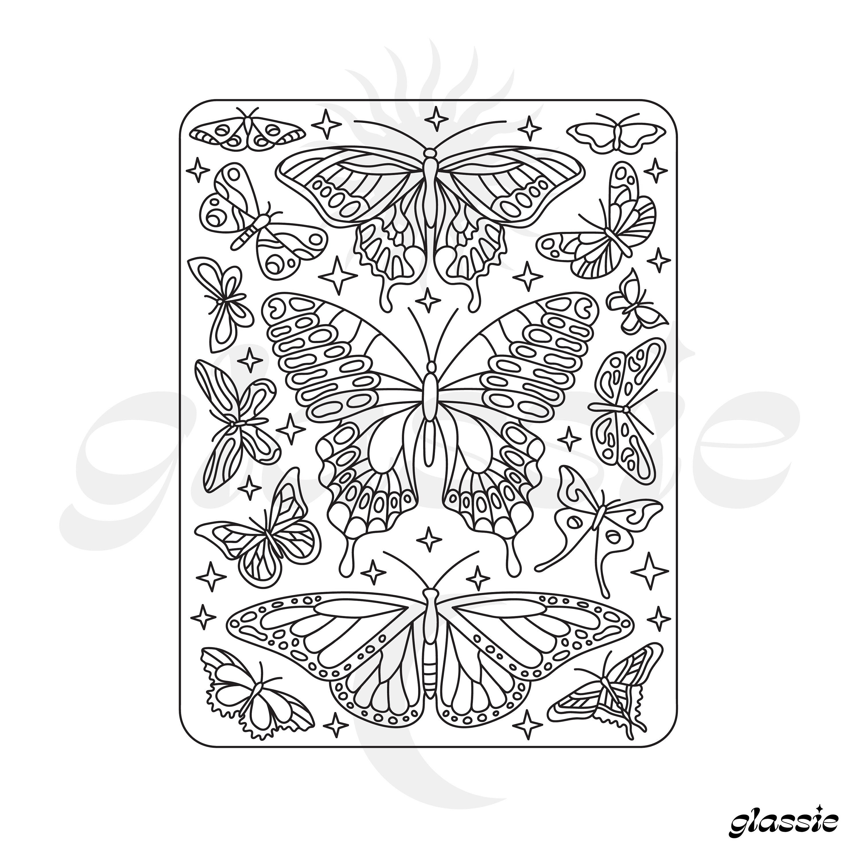 Butterfly Magic Coloring Book Page for Adults, Digital Download ...