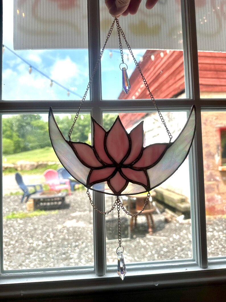 Lotus Moon Stained Glass Pattern, Digital Download, PDF JPG, Simple ...