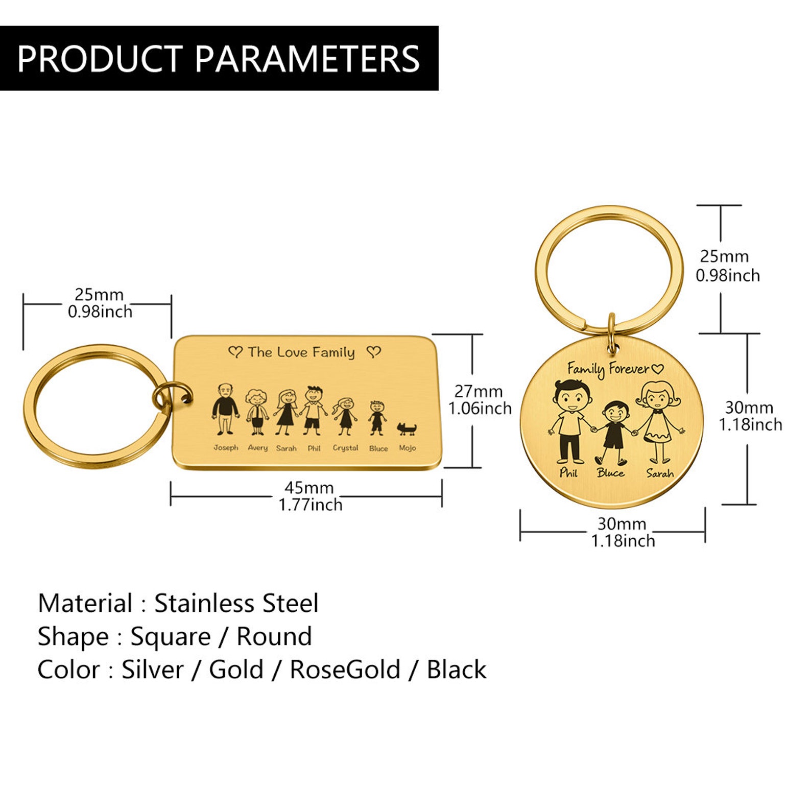 Personalized Family Keyring With Names - Etsy